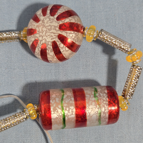 New Mercury Glass Christmas Garland Light Up Peppermint Red Stripe ...