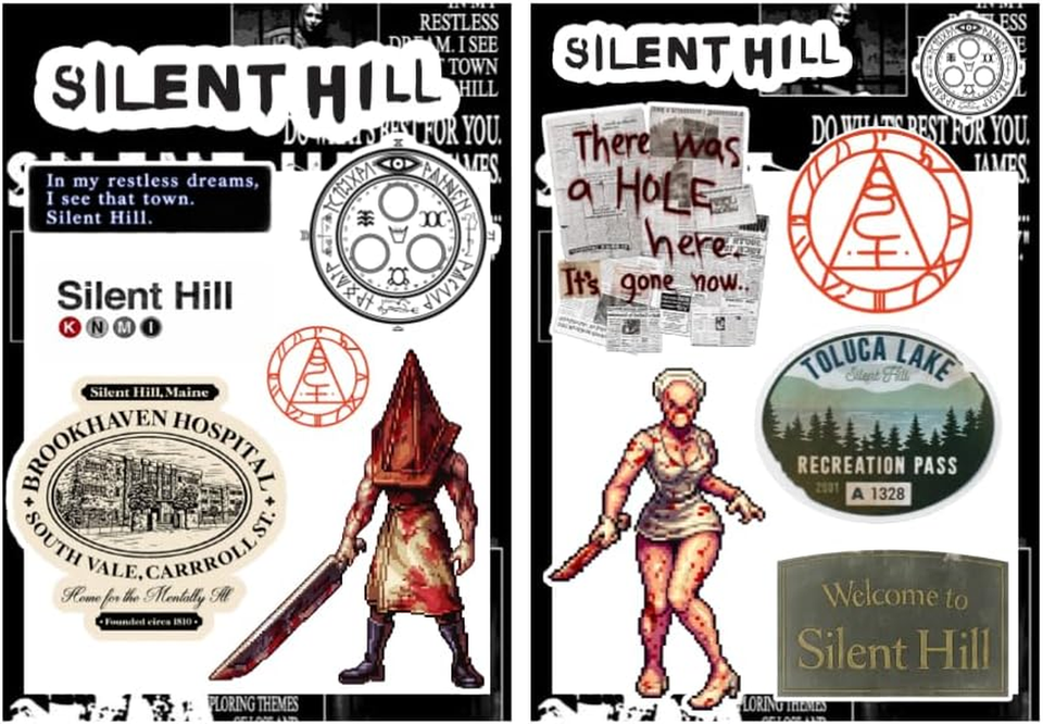 Horror Video Game Scrapbook Tablet Laptop Flask Vinyl Stickers (2-Pack ...