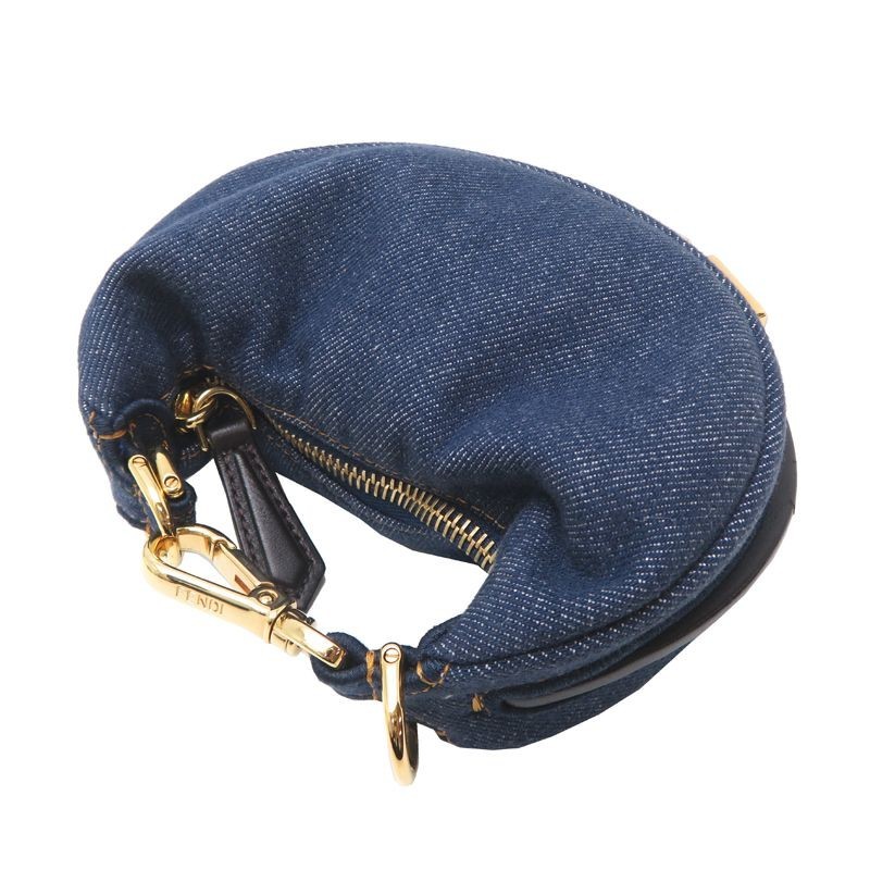 Fendi Blue Denim Nano Fendigraphy Hobo Bag in Blue Denim and Leather ...