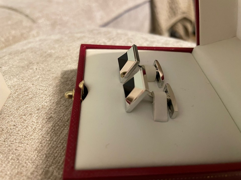 Cartier cufflinks with a pyramidal cabochon in onyx REF T1220216 | eBay UK