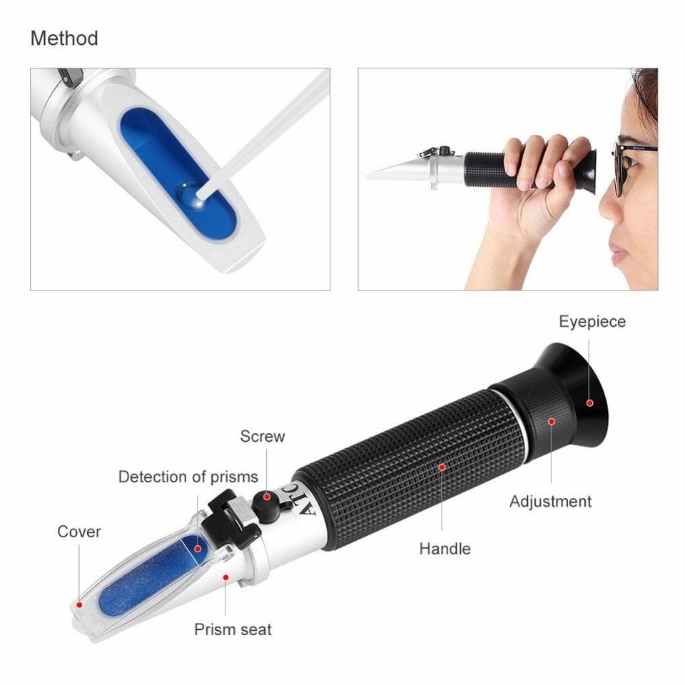 0-32% Brix Handheld Fruit Sugar Refractometer Sweetness Meters Tester ...