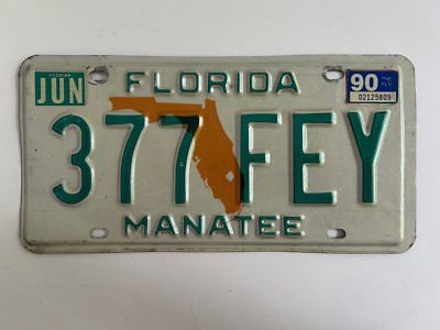 1990 Florida License Plate Manatee County | eBay
