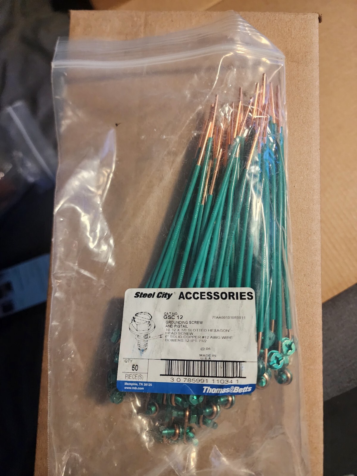 QTY 50 THOMAS & BETTS STEEL CITY GSC 12 GROUNDING SCREW AND PIGTAIL ...