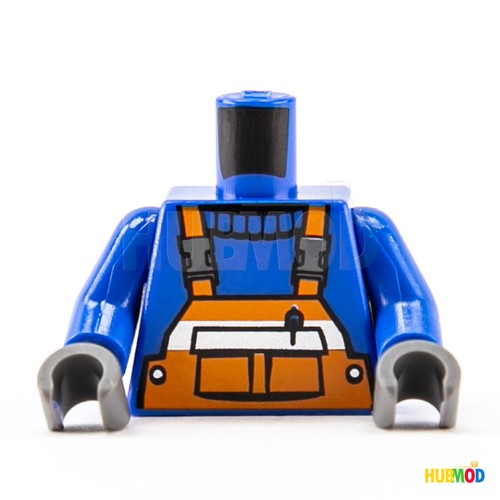 LEGO Blue Torso Construction Mechanic Worker Minifigure Orange Bib ...