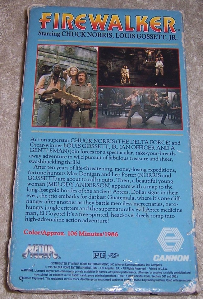 Firewalker VHS Video Chuck Norris Louis Gossett, Jr. | eBay
