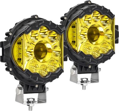 7" Amber LED Driving Lights Spot Off Road Lamp for Jeep Trucks SUV Side ...