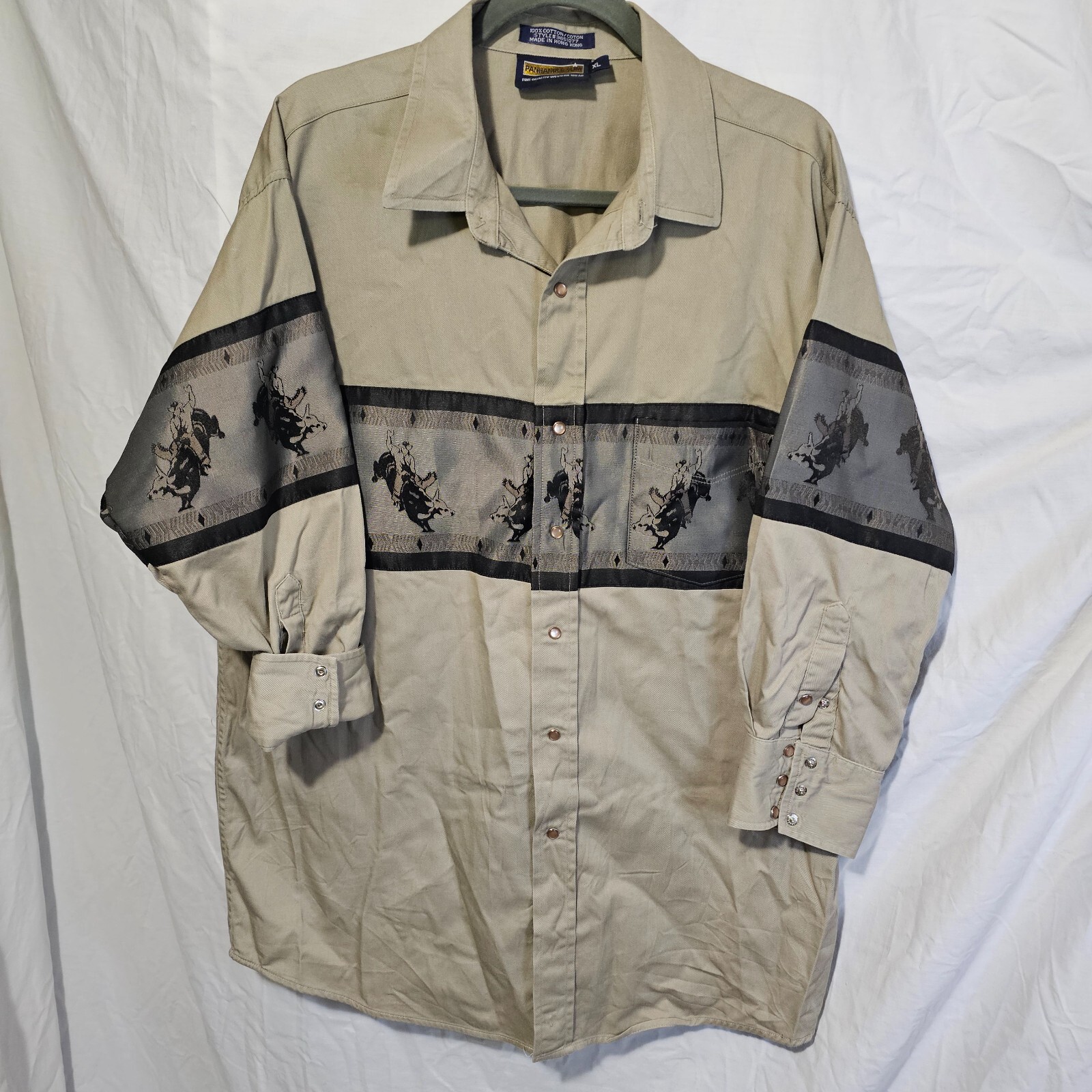 VTG Panhandle Slim Shirt Men's XL Western Pearl Snap Cowboy Rodeo 3/4 ...