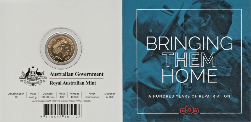2019 $2 100 Years of Repatriation Coloured 'C' Mint Mark Coin on Card ...