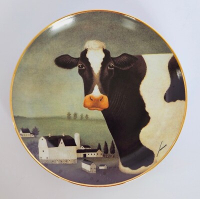 Franklin Mint American Folk Art Plate COW COUNTRY HH1911 L Herrero Cows ...