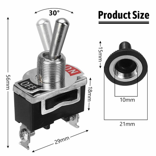 5x Waterproof Toggle Flick Switch 12V ON/OFF Car Dash Light Metal 12 ...