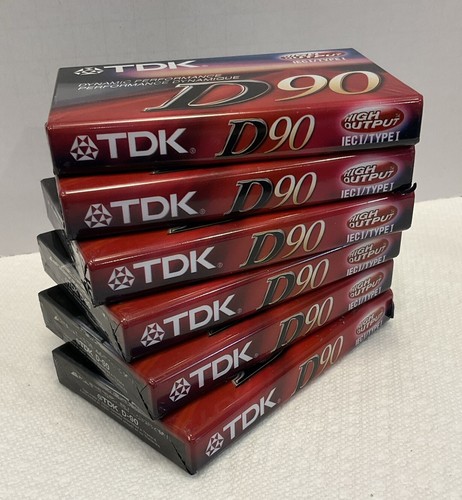 Lot of 6 TDK - D90 High Output Blank Cassette Tapes Pack New Sealed NOS ...