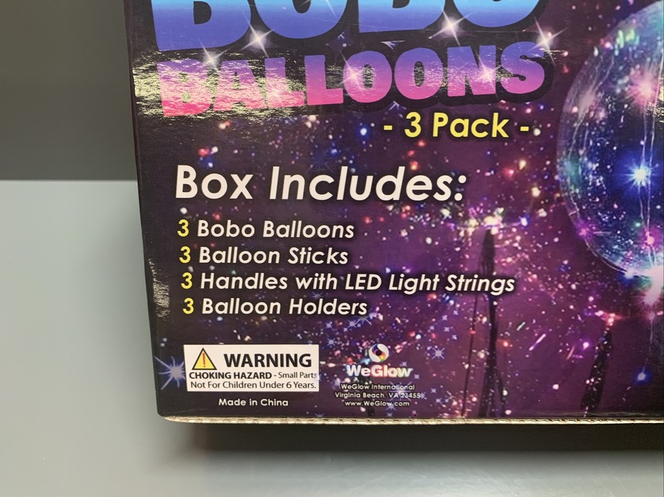 3 Pc Box LED Flashing Light Up BoBo Balloon Multi-color, Weddings ...