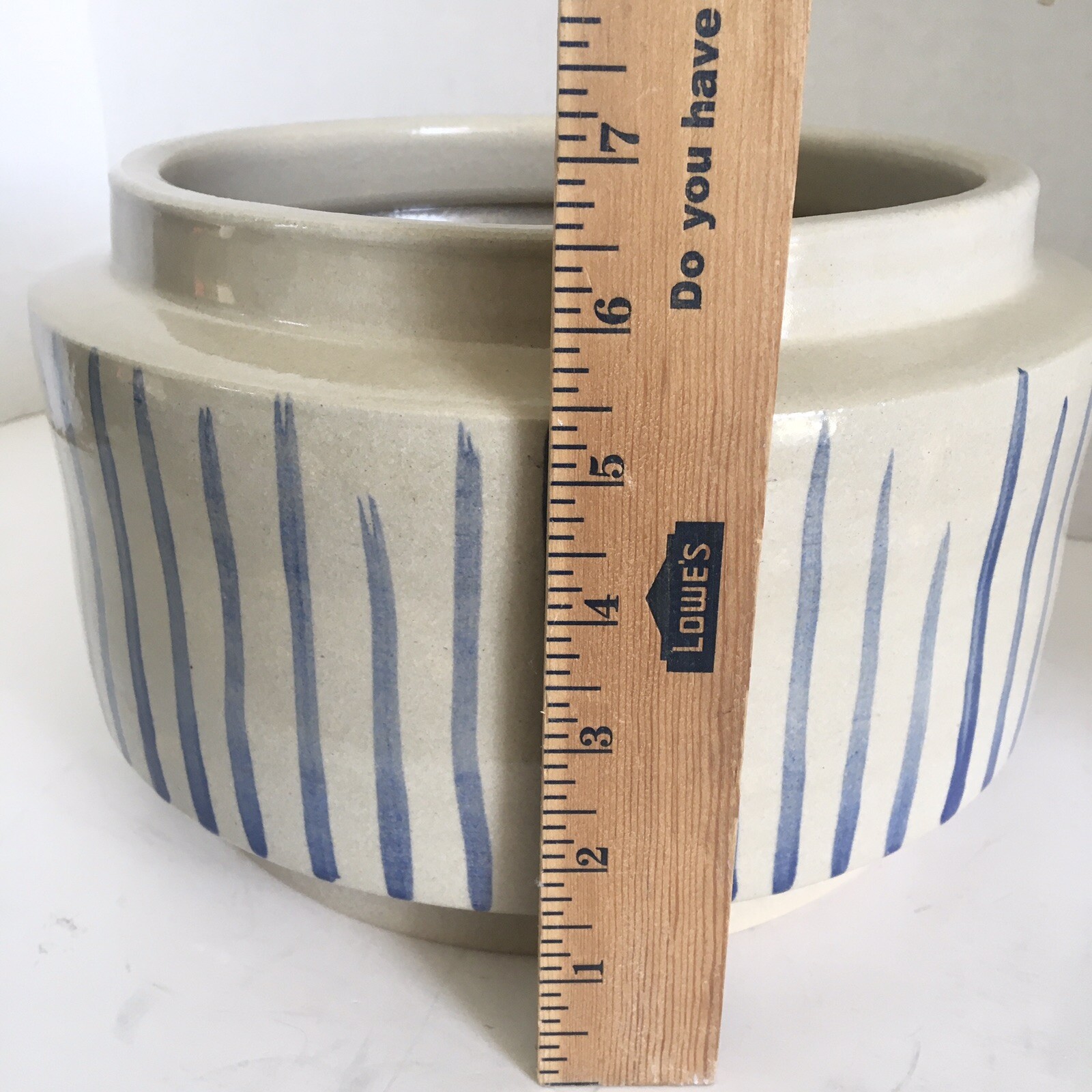 Red Wing Stoneware Planter for Room & Board 10.75" x 6.5" Blue Stripe ...