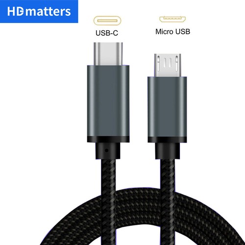 Braided Short USB Type C to Micro USB Cable 20cm OTG Charging Sync for ...