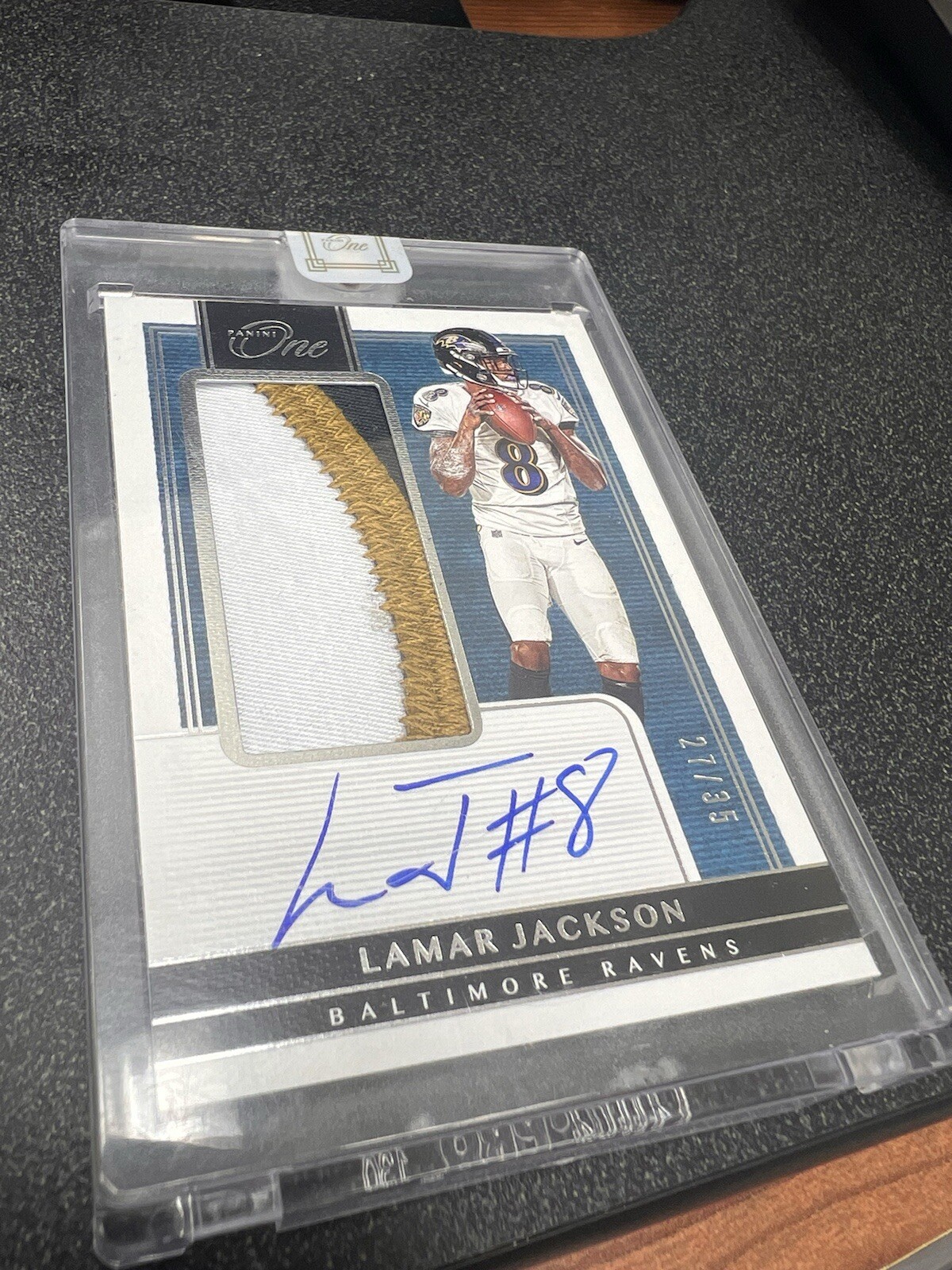 2019 Panini One Lamar Jackson Blue Jersey Patch Autograph SSP SP /35 ...