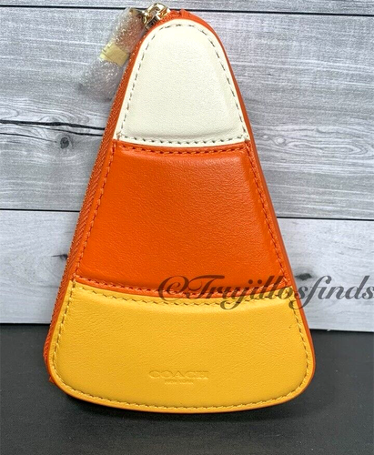 Coach Halloween Candy Corn Zip Coin Card Case Chalk Leather 5736 for ...