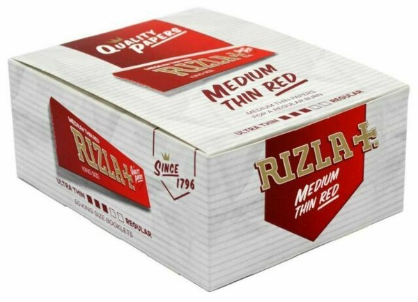 Rizla Red King Size Medium Thin Cigarette Rolling Papers, Box of 50 for ...