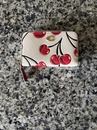 Coach Small Zip Card Case Cherry Print Chalk CZ117 | eBay UK