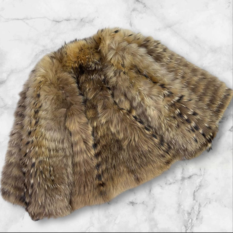 Golden Tanuki Raccoon Dog Fur Short Coat Women Size L Real Fur JP | eBay