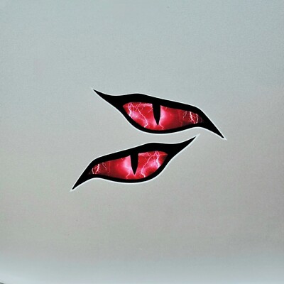 2x Red Lightning Evil Angry Eyes Vinyl Sticker Decal For Car Van ...