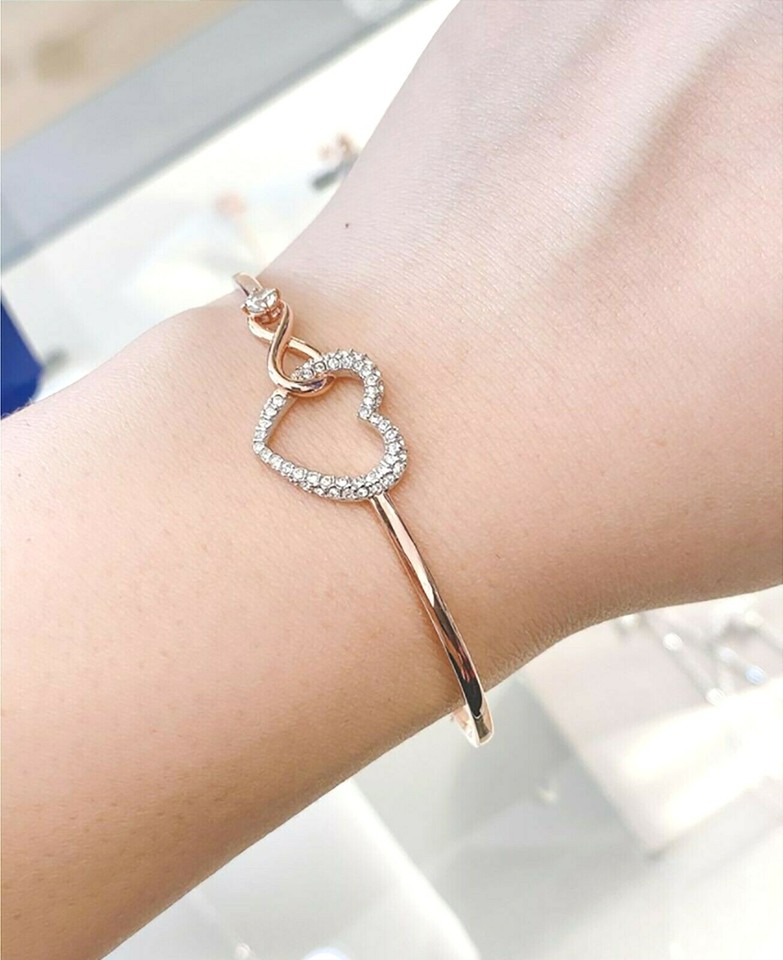 New w Gift Box SWAROVSKI Brand 5518869 Rose Gold Infinity Heart Bangle ...