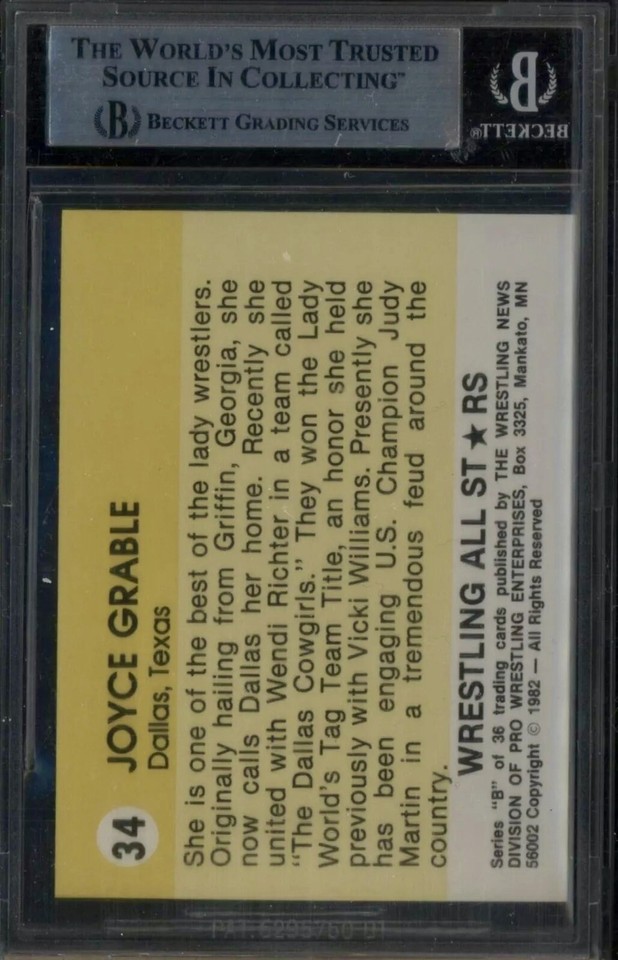 1982 PWE Wrestling All Stars Series B #34 Joyce Grable High Grade BGS 8 ...
