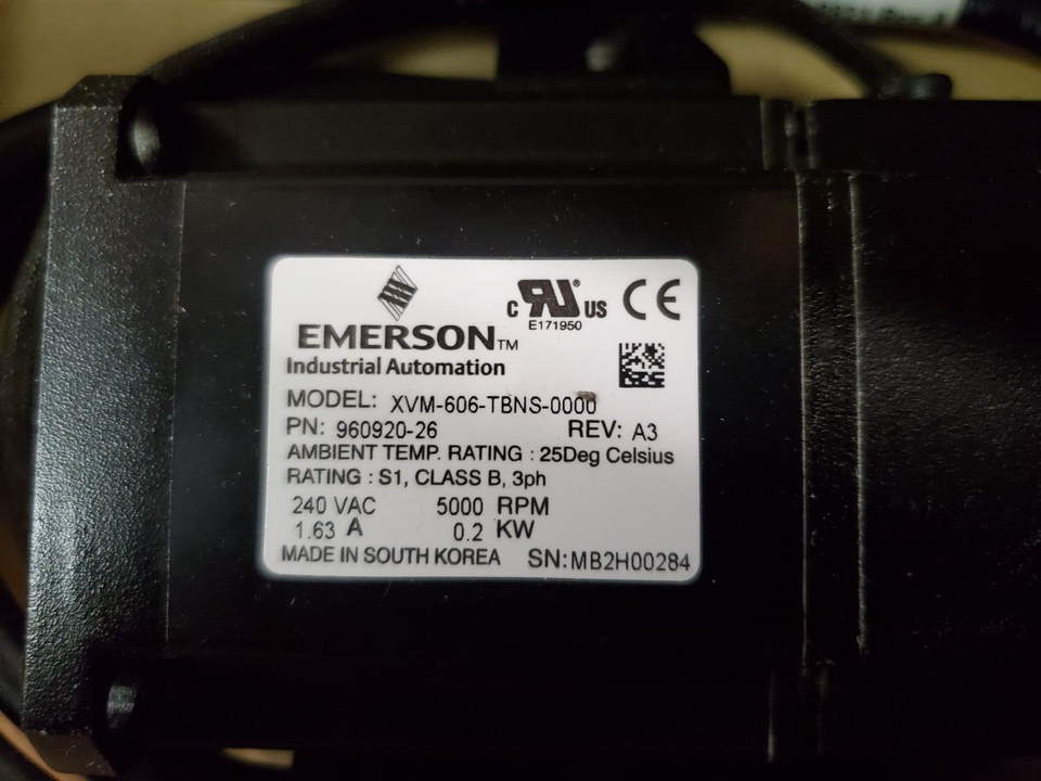 EMERSON XVM-606-TBNS-0000 XV SERVO MOTOR FOR EPSILON SERVO DRIVE 0.2Kw ...