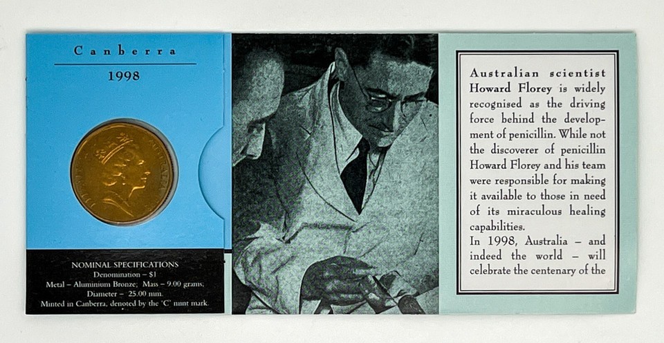 1998 One Dollar Uncirculated C Mint Mark Coin Scientist Howard Florey ...