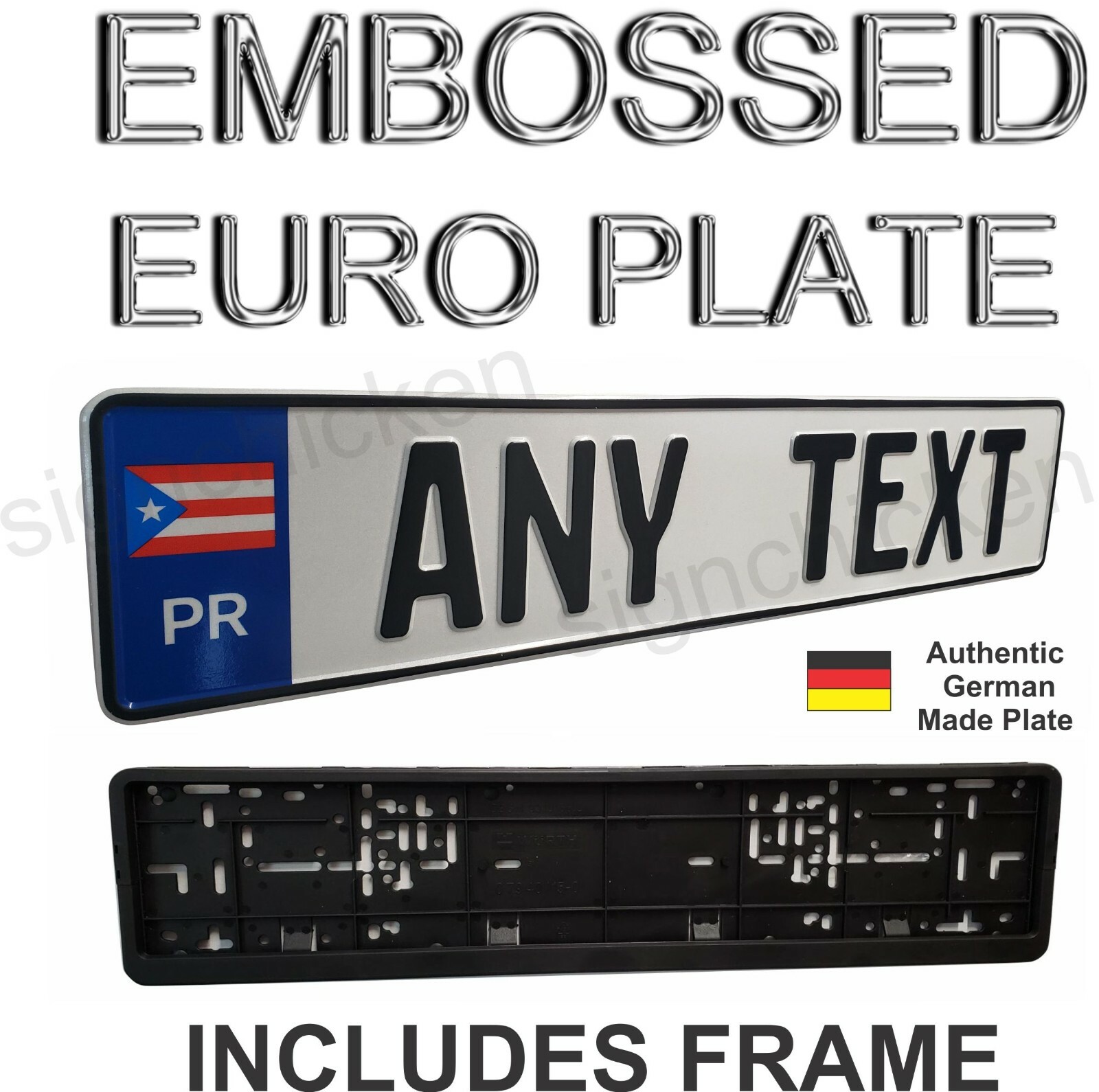 Puerto Rico, EURO STYLE TAG, & FRAME, BMW, European LICENSE plate, ANY ...