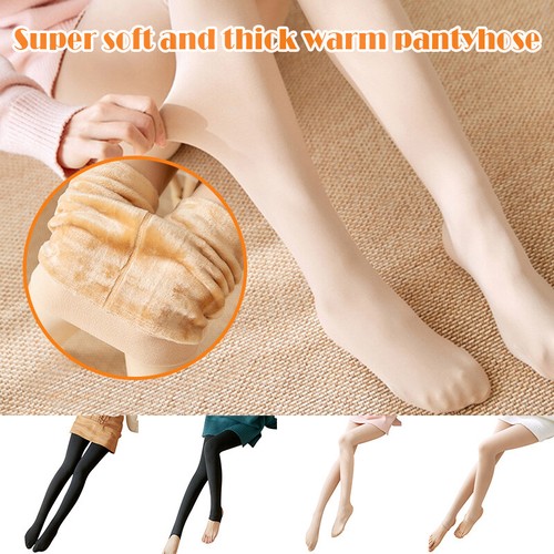 Women Thick Warm Fleece Pantyhose Legs Fake Translucent Winter Tights ...