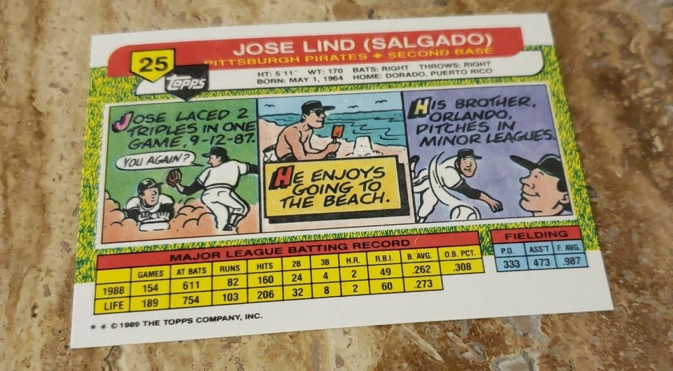 1989 topps big baseball card Jose Lind | eBay