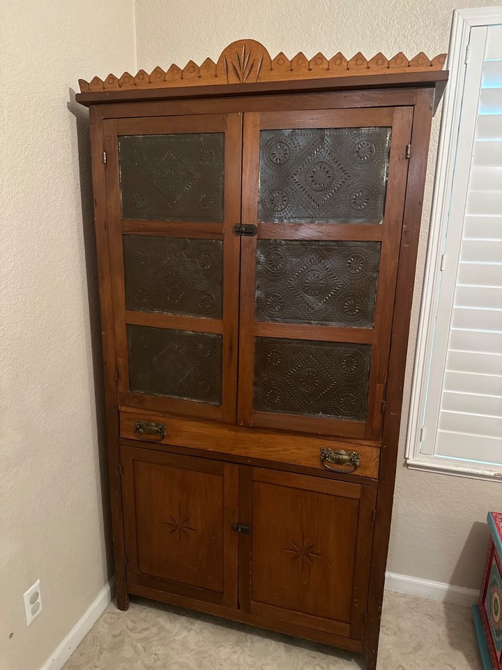 Antique Tall Pie Safe, Kitchen Cupboard Cabinet Hutch - READ THE ...