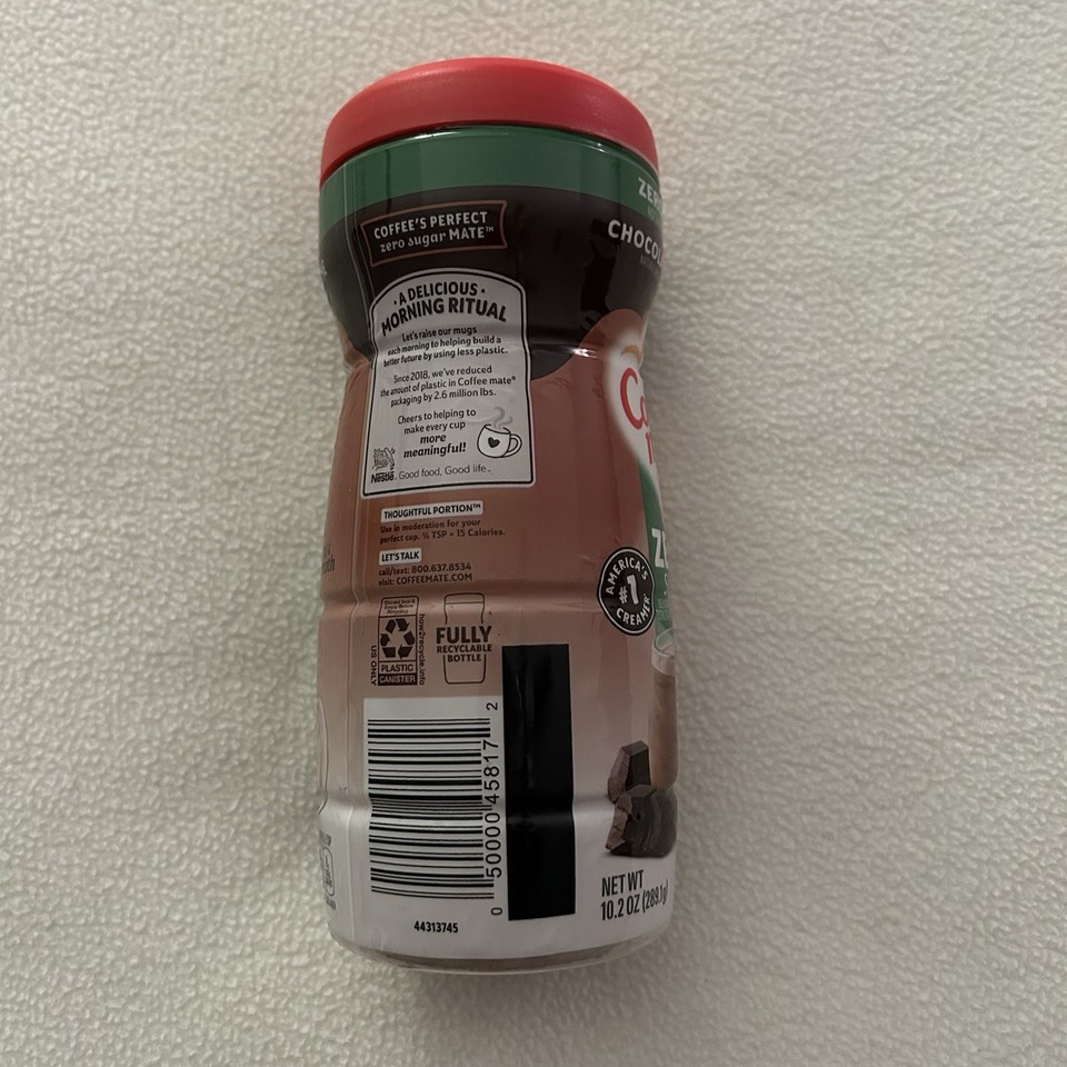 Nestle Coffee Mate Chocolate Creme Sugar Free Powder Creamer 10.2 oz ...