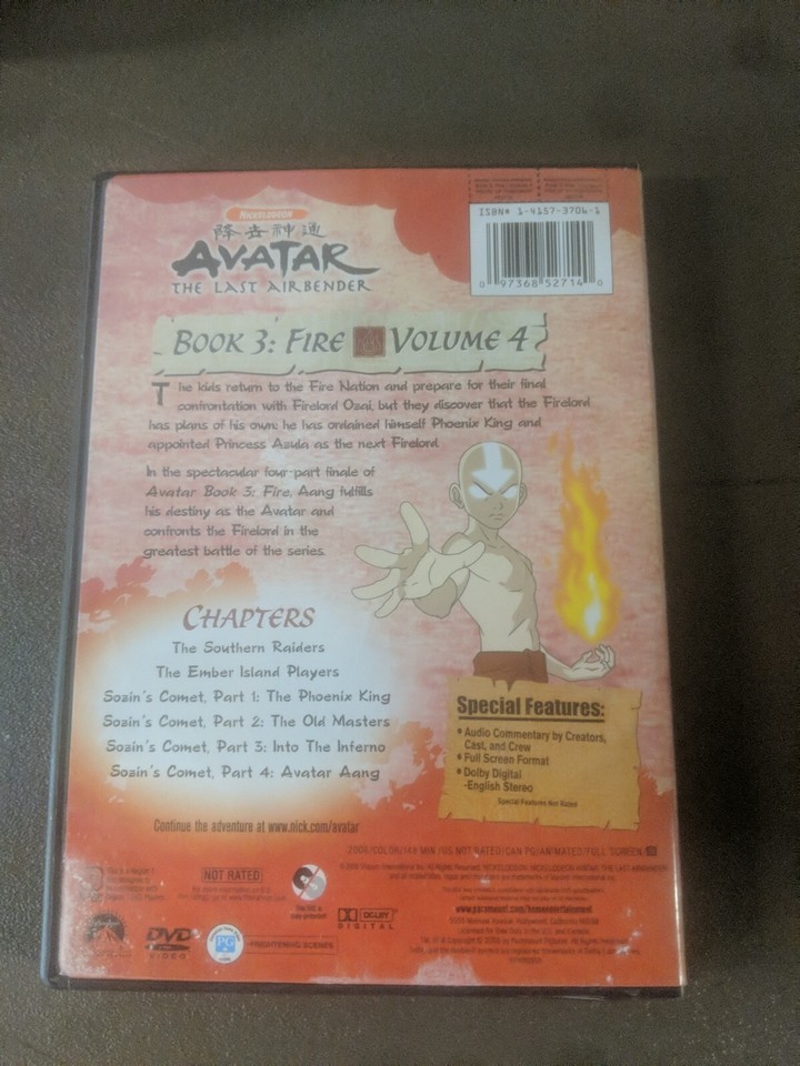 SHELF174F DVD ~ Avatar The last Airbender book 3 fire Volume 4 | eBay