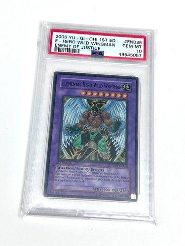 Yu-Gi-Oh! PSA 10 GEM MINT Elemental Hero Wild Wingman Super Rare 1st Ed ...