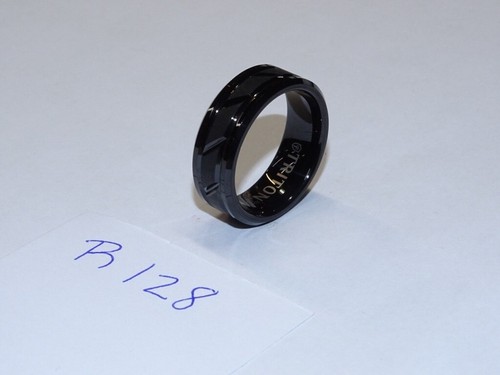 Triton Tungsten Carbide Wedding Ring 8mm Size 9-1/2 Black Center Design ...