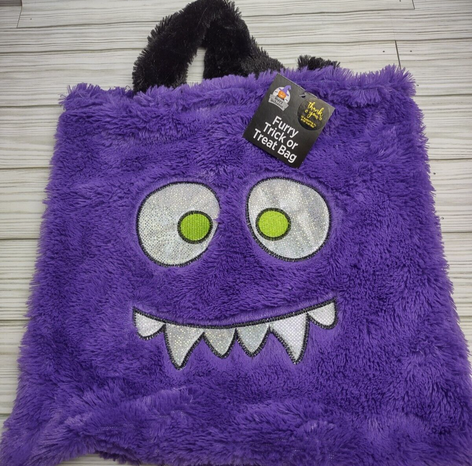 Halloween Crosseyed Monster Trick Or Treat Bag Emoji Face Furry Candy ...