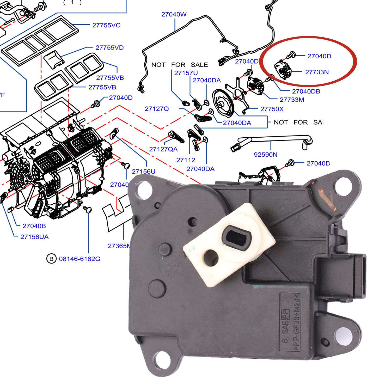 Left Side HVAC Vent Air Mix Actuator for Infiniti Q50 Q60 27732-4GF0A ...