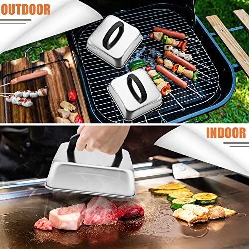 Set of 2 Small Square Basting Covers Melting Domes Metal Griddle ...