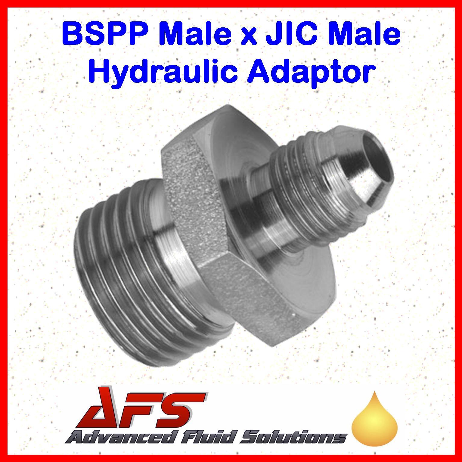 Hydraulic Steel BSPP Male 60º Coned X JIC Male Adaptor Unequal Fitting ...