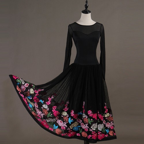 Latin Ballroom Dance Dress Modern Salsa Waltz Standard Long Dress#F399 ...