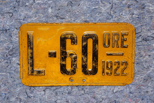 1922 Oregon MOTORCYCLE License Plate Original Paint Double Sided | eBay