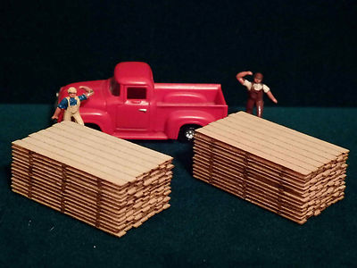 2 HO Scale 2” x 12” x 12ft Lumber Yard Stacks Loads Stickered Boards ...