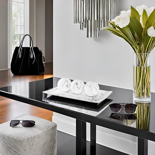 White Marble Look Home Decor Tray and Orb Set Coffee Table Decor for ...