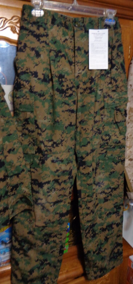 USMC MARPAT Uniform WOODLAND Combat Pants in size SMALL REGULAR NWT SR ...