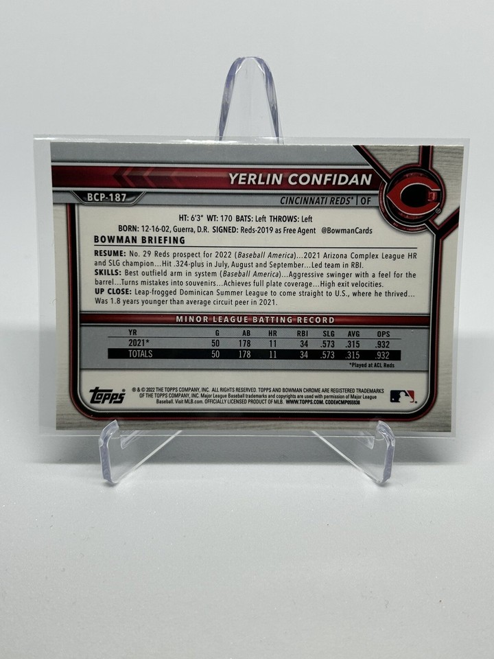 2022 Bowman Chrome Yerlin Confidan 1st Bowman Mojo Refractor #BCP-187 ...
