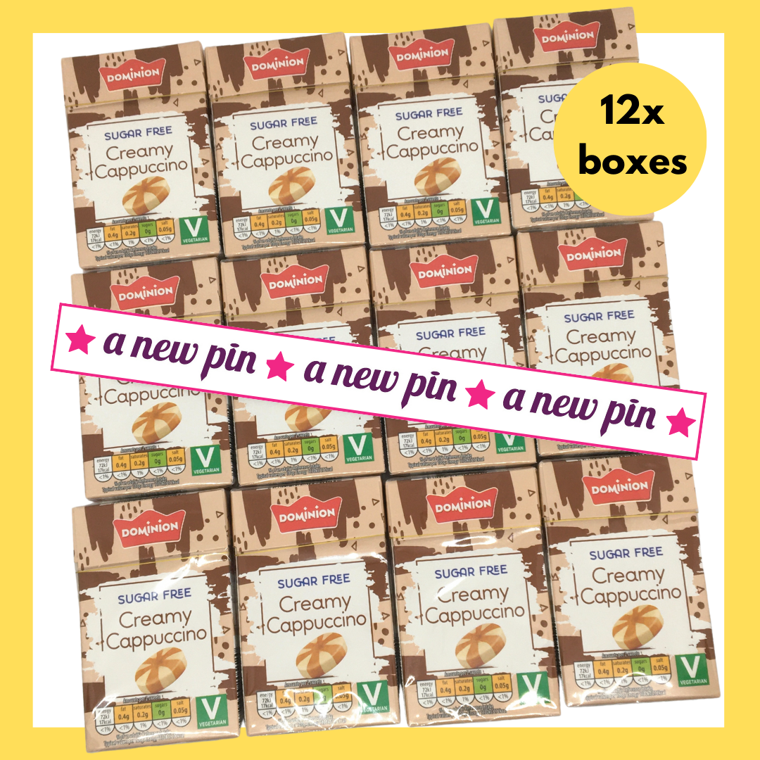 DOMINION Creamy Cappuccino Sugar Free Sweets 44g 12 Boxes Aldi ...