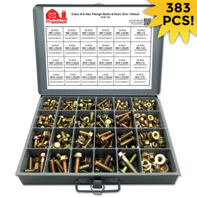 Grade 8.8 Metric Hex Flange Bolt Nut Fastener Class Assortment Kit ...