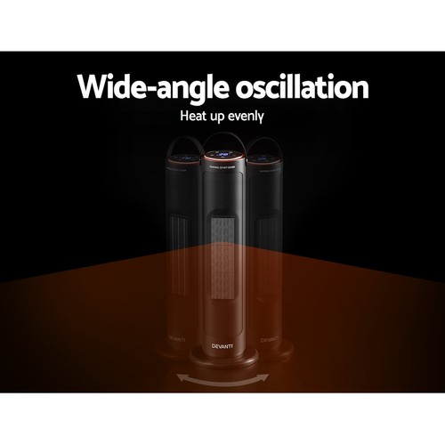 Devanti Ceramic Tower Heater Electric Portable Oscillating Remote ...