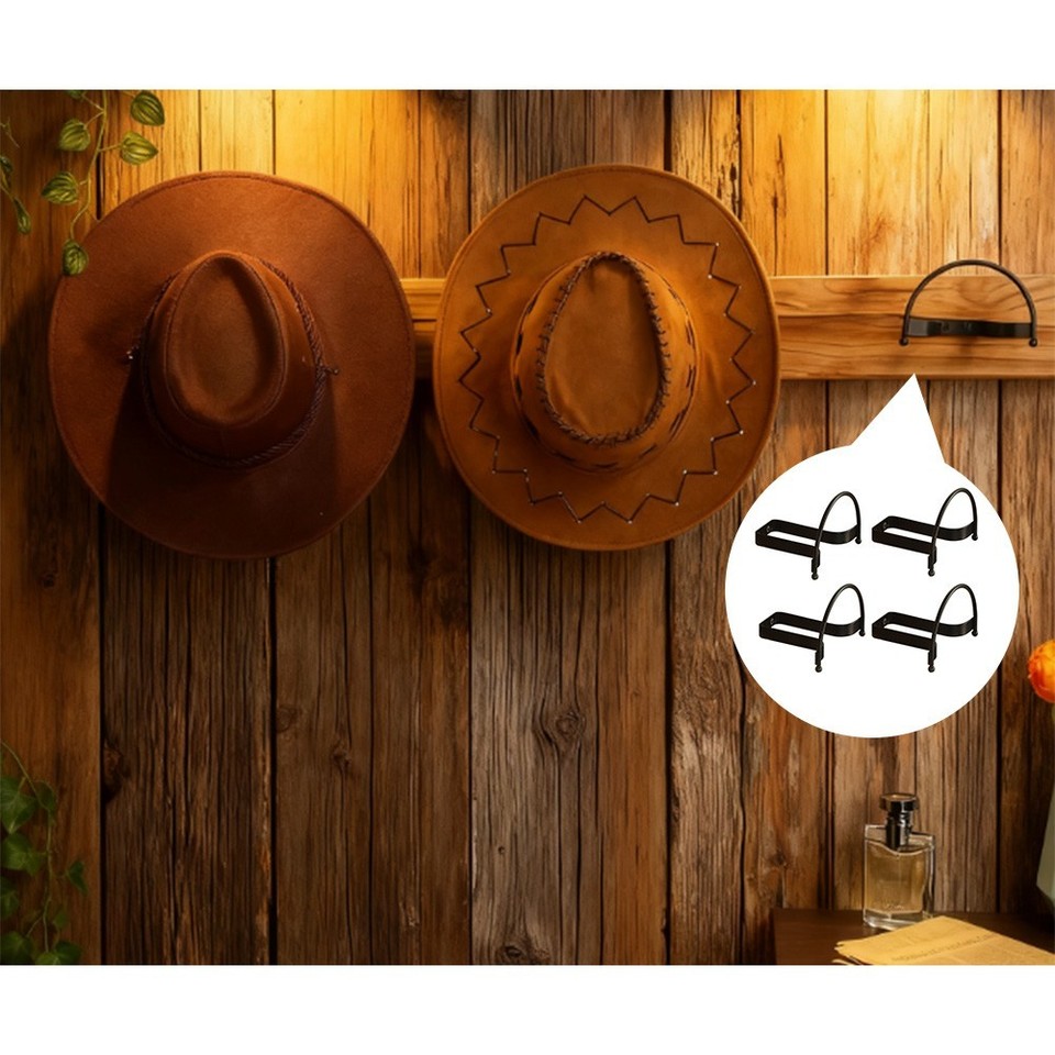 Wall Mounted Hat Holder Rack with 4 Brackets Space Saving Storage for ...